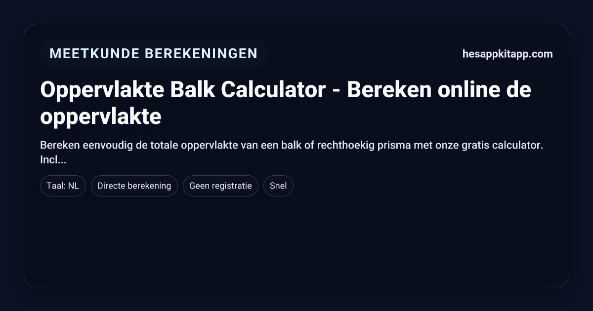 Oppervlakte Balk Calculator - Bereken online de oppervlakte ...