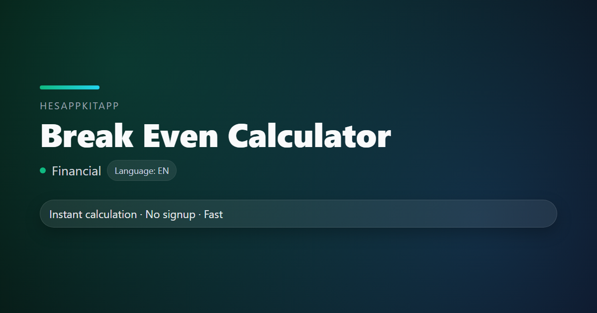 Break-Even Calculator - Business Profitability Analysis | HesappKitapp ...